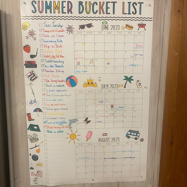 Summer Activity Calendar, Summer of Fun Coloring Poster, Big Summer ...
