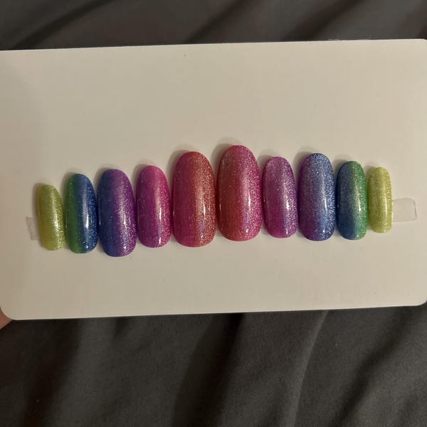 Hot Pink Cat Eye Nails Color Changing Gel Polish Neon Pink Almond Nails ...