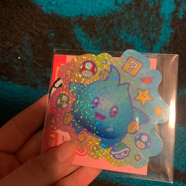 Lumalee | Glitter Gamer Sticker | Super Mario | 3.5" | Holographic ...