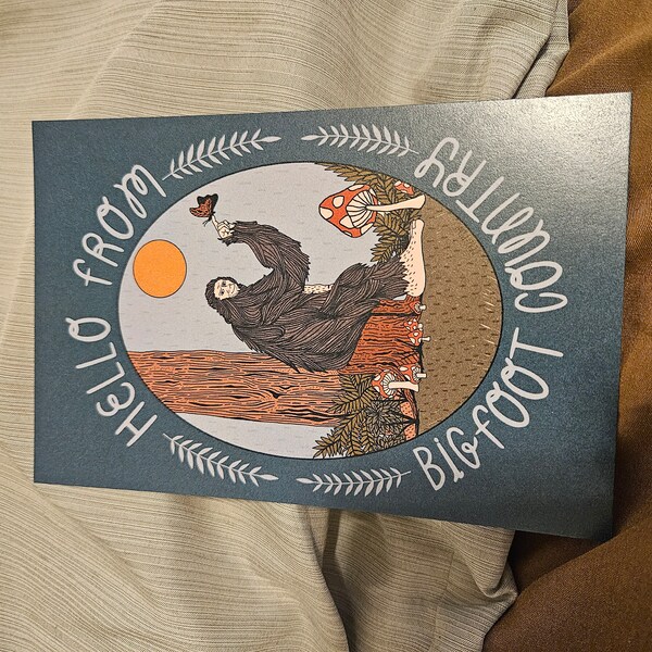 Bigfoot Postcard - Sasquatch Postcard - Hello From Bigfoot Country ...
