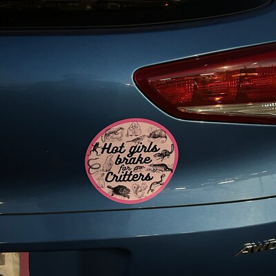 Hot Girls BRAKE FOR CRITTERS Bumper Magnet Vinyl Car Magnet Gen Z ...