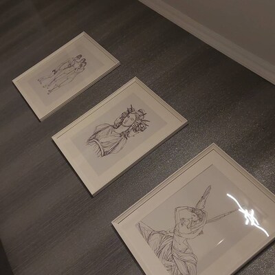 The Three Graces Line Work Illustration Digital Artwork Minimalistic ...