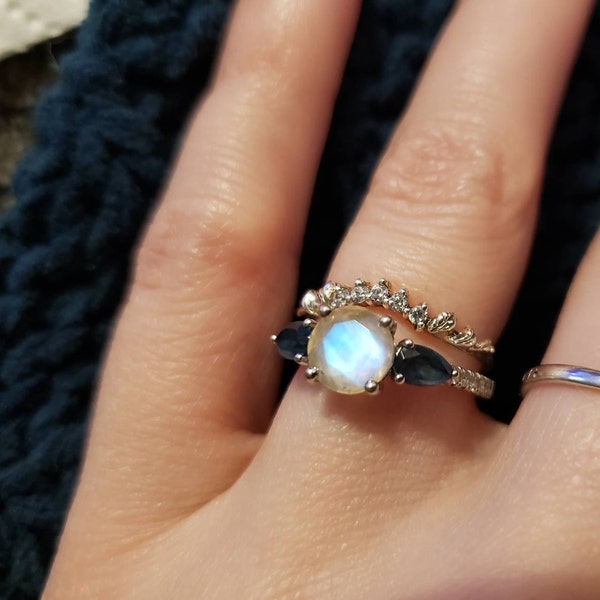 Moon Engagement Ring, Moonstone Sterling Silver Statement Ring ...