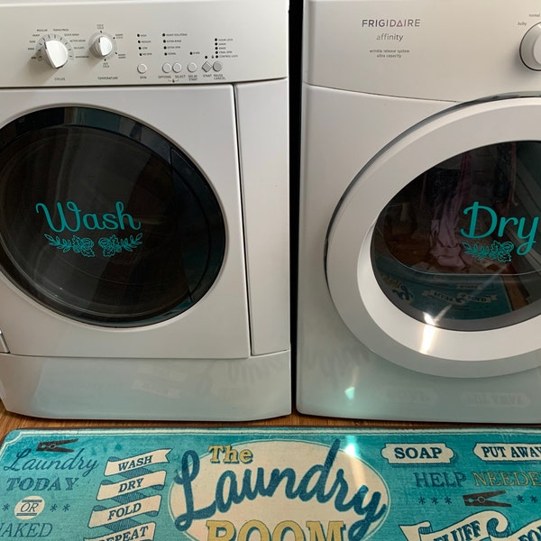 Wash & Dry Decals for Washers and Dryers, Laundry Room Decor, Washer ...