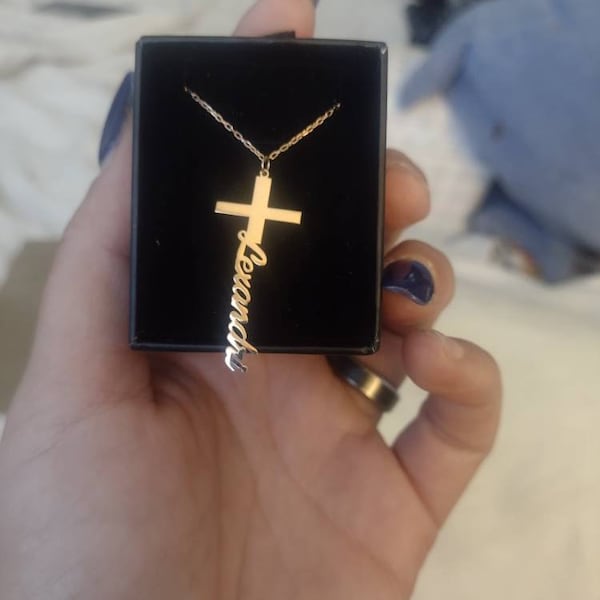 Cross Name Necklace, Baptism Gift, Personalized Cross Necklace With ...