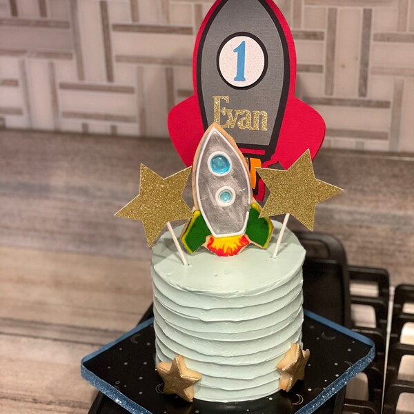 Rocket Cake Topper, Outer Space Cake Topper, Space Birthday, Spaceship ...