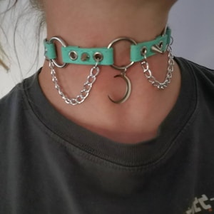 EYES Pastel Goth Halloween Necklace With Bat Wings Cross O-ring ...