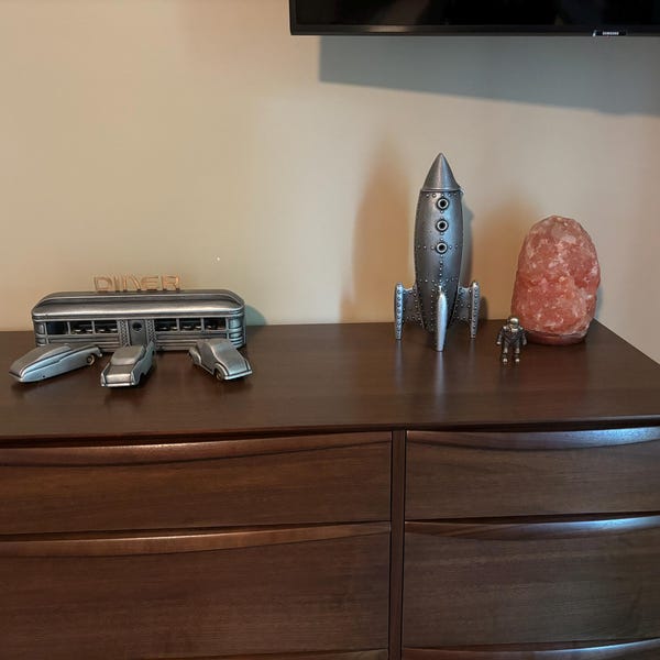 Moon Rocket Coin Bank With One Spaceman - Item #924, Cast Aluminum and ...