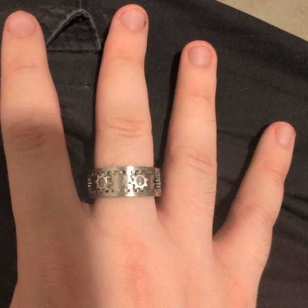 Silver Gear Spinner Ring - Stainless Steel Men's Gear Ring, Gearhead ...