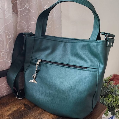 Large Purple Leather Tote, Fall Crossbody Bag, Sling Shoulder Handbag ...