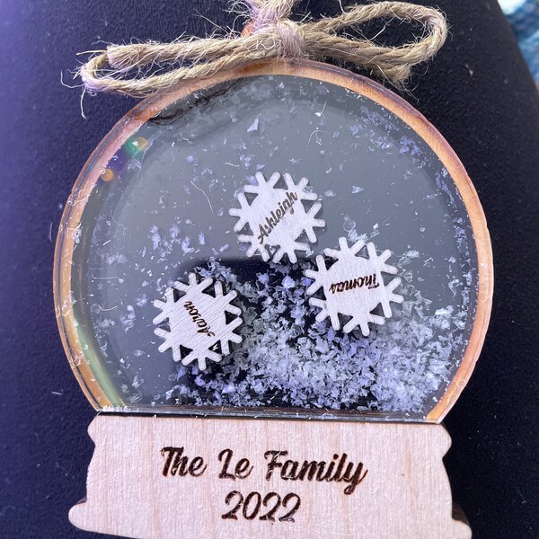 Snow Globe Family Ornament, Snowflake Personalized Ornament, 2024 ...