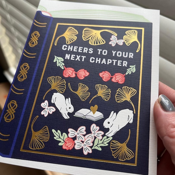 Next Chapter Book Congratulations Gold Foil Greeting Card - Etsy