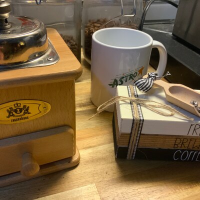 Coffee Mini Wood Book Stack With Scoop/ Coffee Bar/ Tier Tray Decor ...