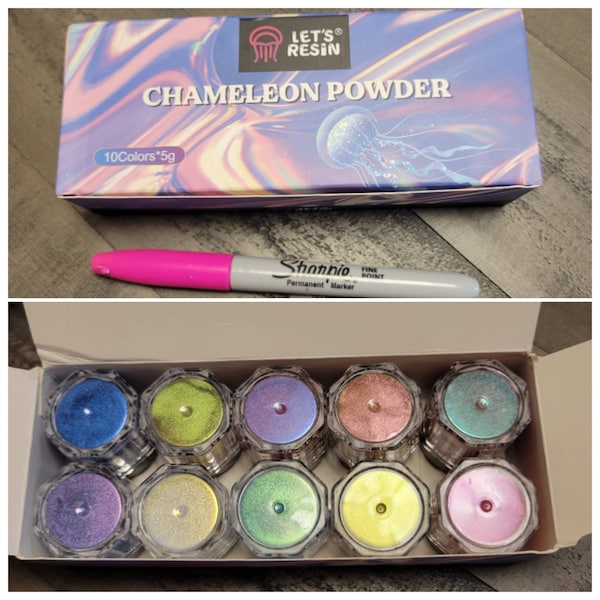 LET'S RESIN Chameleon Powder, 10 Jar Powder for Epoxy Resin/tumbler ...