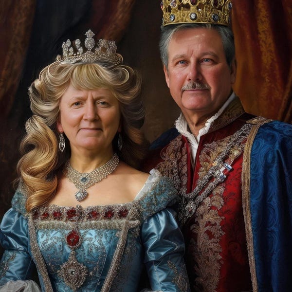 Custom Royal Couple Portrait Queen and King From Photo, Custom Royal ...