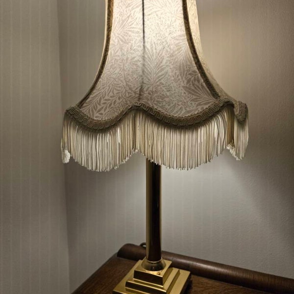 Burgundy Red and Gold Tasselled Gallery Fabric Lampshade for Bedside ...