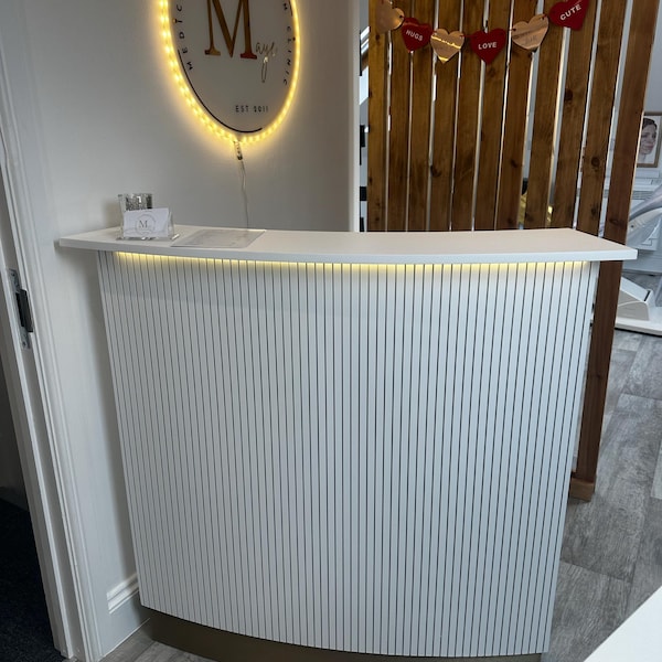 Unpainted Luxury U Shape Curved Pleated Front Reception Desk - Etsy UK