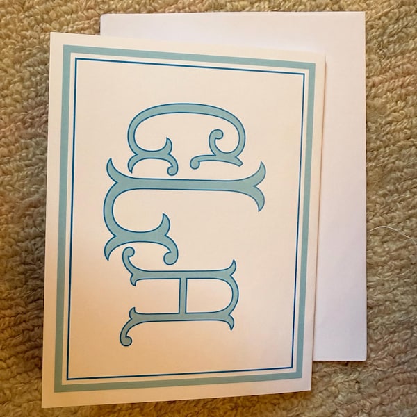 Personalized Monogrammed Notecards; Stationery Set With 24 Envelopes ...