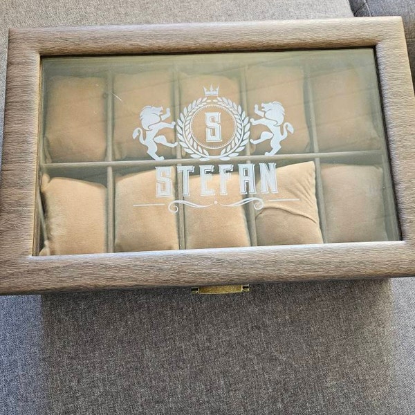 Personalized Watch Box - Holds 10 Watches, Watch Organizer, Watch ...