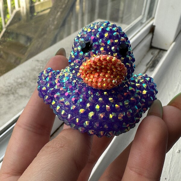 Orange Rhinestone Rubber Duck, Orange Bling Duck, Orange Bedazzled ...