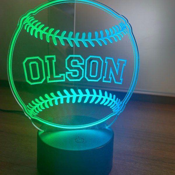 Baseball LED Light, Personalized Night Light, Sport Baseball Night ...