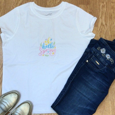 Hello Spring Machine Embroidery Design, 4 Sizes, Instant Download - Etsy
