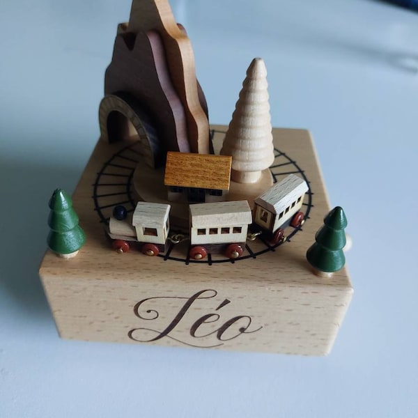 Customwooden Train Music Box/wooden Baby Toyspersonalized Wooden Music ...