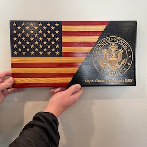 Air Force Wooden Flag, Split USA Flag With Seal, Charred, Patriotic ...