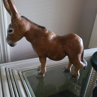 Hand Carved and Painted Wooden Donkey Statue. Sculpture of a - Etsy