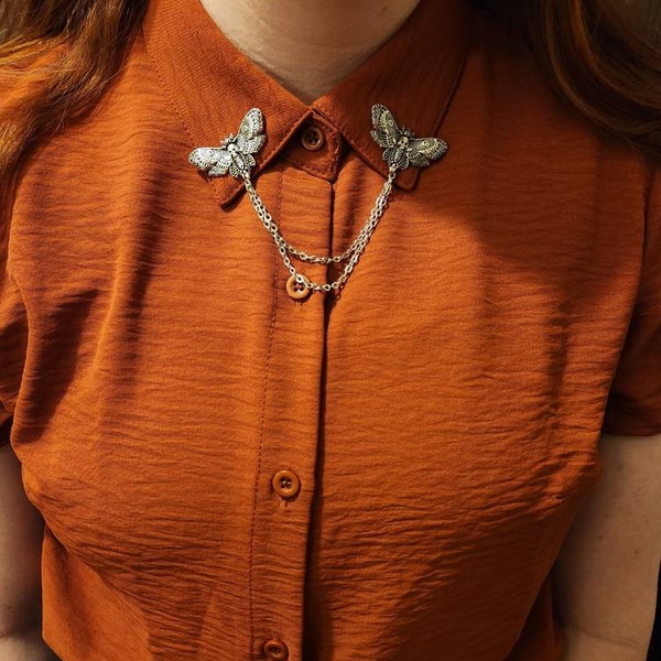 Skull Moth Collar Pin Bug Collar Clips Womens Death Head Moth Brooch ...