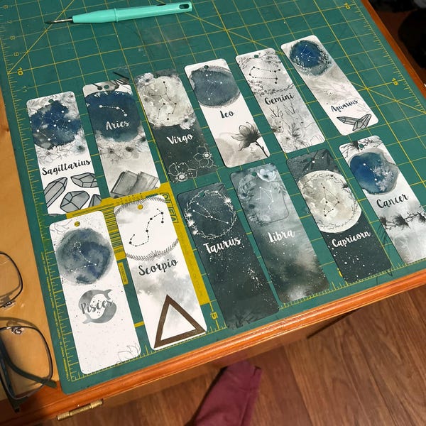 Zodiac Bookmarks, Instant Download Set of 48 Printable Zodiac ...