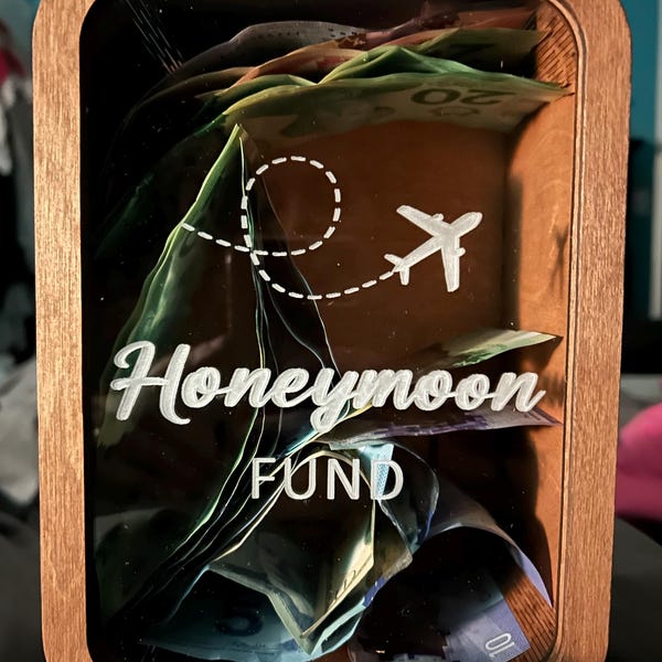 Personalized Honeymoon Fund Box – Wooden Suitcase Money Bank for ...