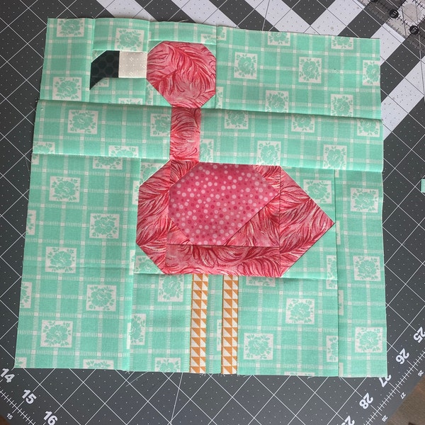 Standing Flamingo Bird Animal Summer Tropical Fun Quilt Block PDF ...