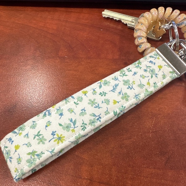 Sage Green Floral Keychain Wristlet Keychain Strap Wrist Lanyard New ...