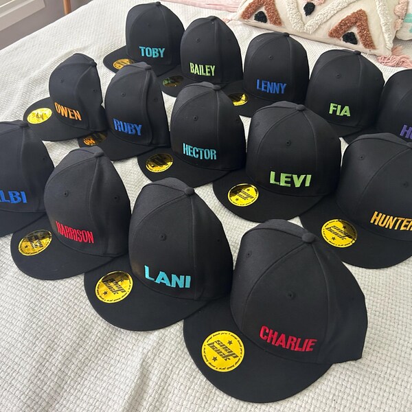 Personalised Name Embroidered Adult Flat Brim Hat | Customised Cap for ...