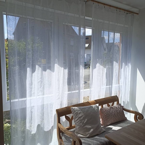 Sheer Linen Curtain. Linen Muslin Drape. Linen Muslin Curtain Panel ...