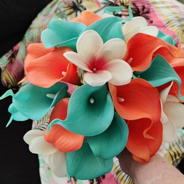 Aqua and Coral Bridesmaid Set, Turquoise and Coral Jewelry, Peach and ...