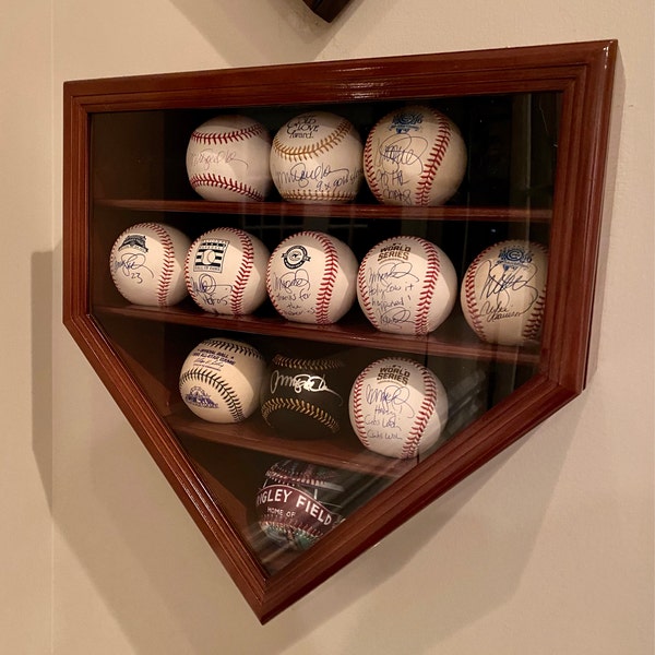14 Baseball Display Case Cabinet Holder Rack Home Plate Shaped W/98% UV ...