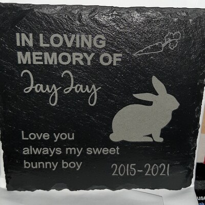 Personalised Engraved Slate Rabbit Pet Memorial Grave Marker Plaque ...