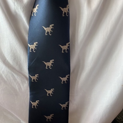 Navy Tie With Dinosaur T-rex Embroidered Design by Frederick Thomas ...