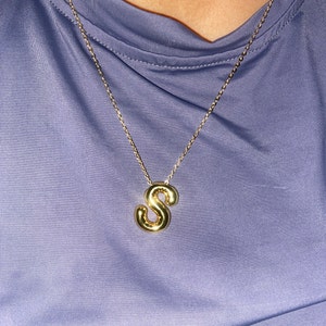 Gold Bubble Initial Necklace - Etsy