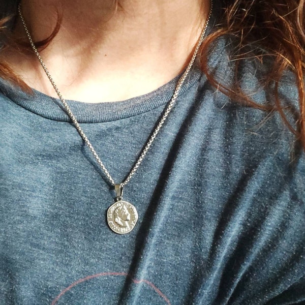 Men's Silver Curb Chain Necklace / 4mm Stainless Steel Water Resistant ...