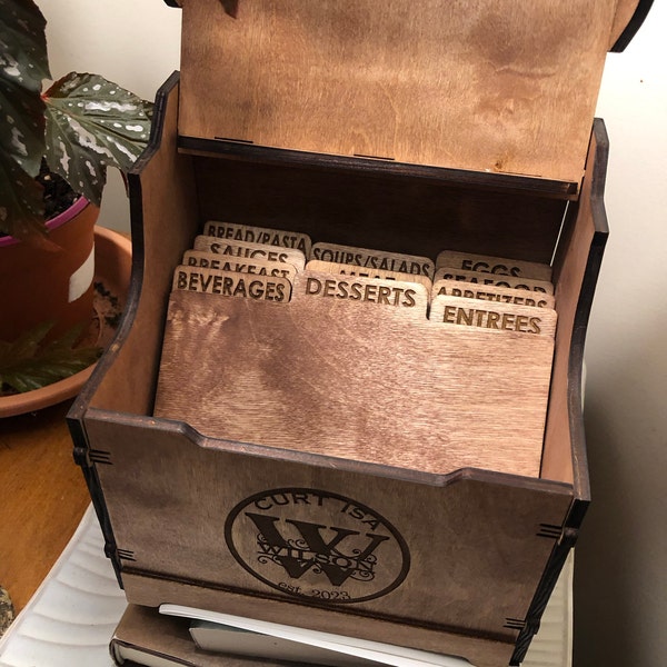 Recipe Box Svg Recipe Card Box 4 X 6 With Dividers Glowforge Laser Cut ...