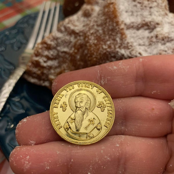 LUCKY GOLD COIN - St. Basil Vasilopita Coin for Greek Orthodox New Year ...