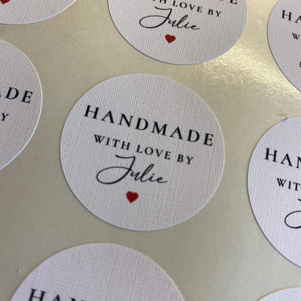 Personalised Handmade With Love Sticker // Custom Business Stickers ...