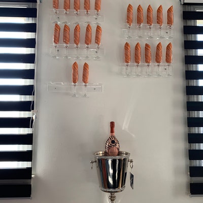 Champagne Glass Holder Wall Mounted Shelves. Clear, Thick, Durable ...