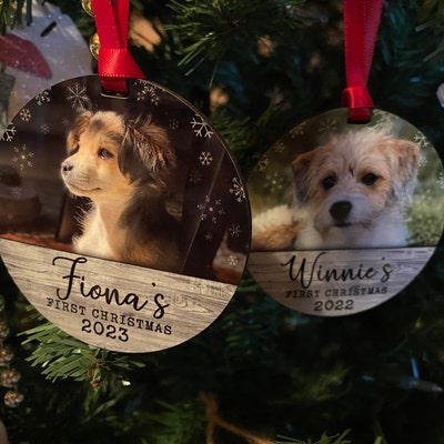 Puppies First Christmas Ornament Personalized Dog Picture Ornament Dogs ...
