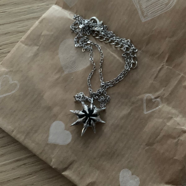Spiky Cybersigilsm Thorn Sigil Necklace Statement Necklace Liquid Metal ...