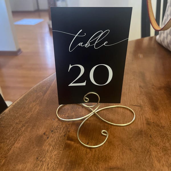 Set of 20 Large Wire Infinity Bow Table Number Holders, Black, Gold and ...