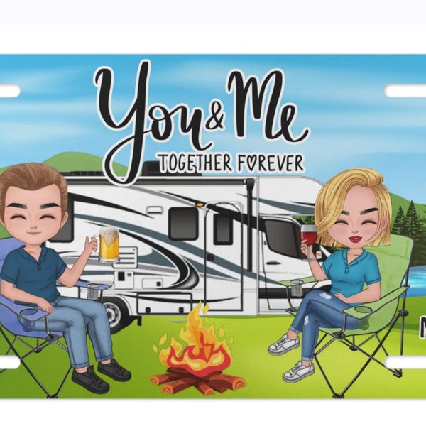 Custom License Plate for Camping Couple, Personalized Vanity Plate ...